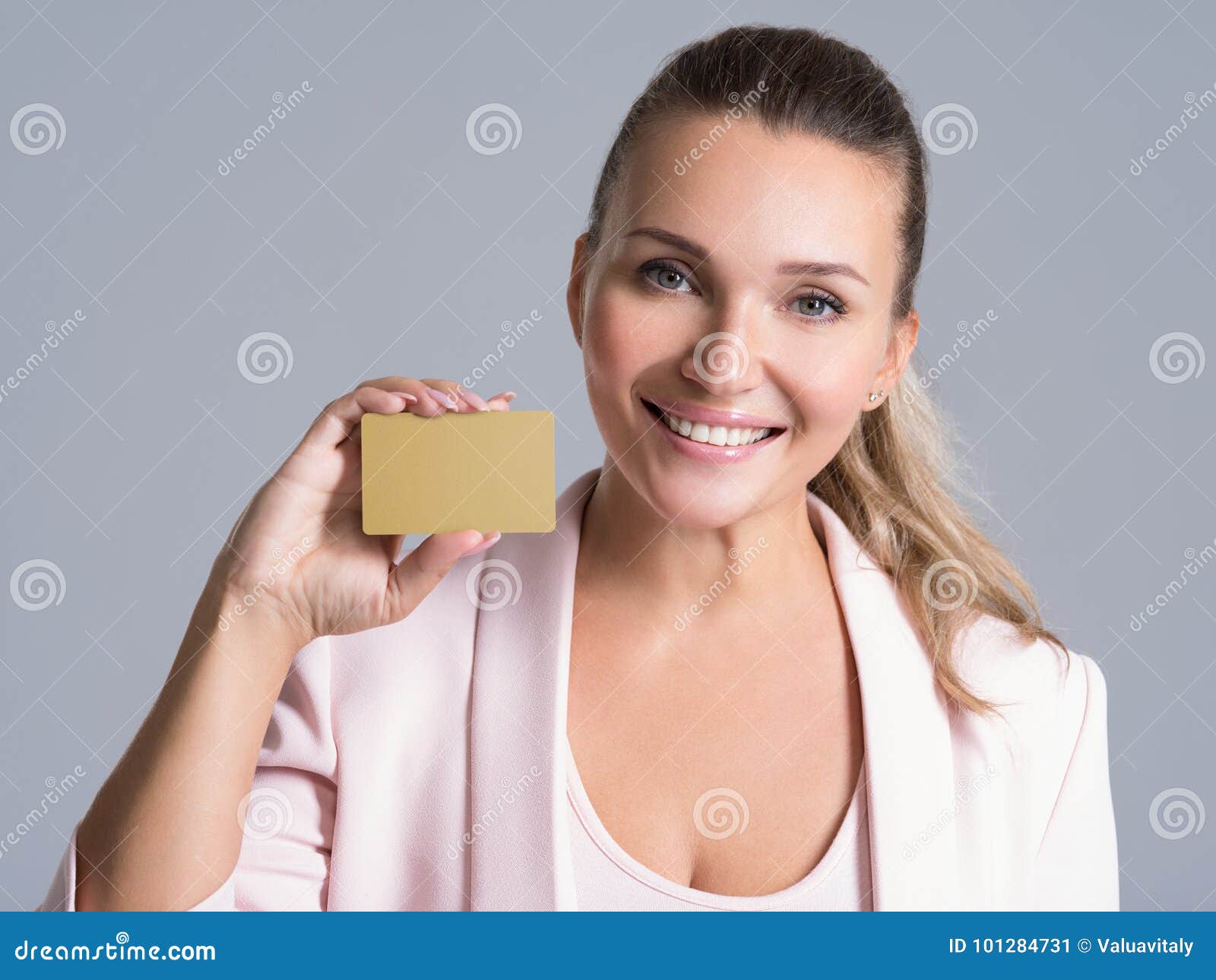 Business Woman Holding Credit Card Against Her Face Isolated Stock ... Business Woman Holding Credit Card Against Her Face Isolated Stock ...