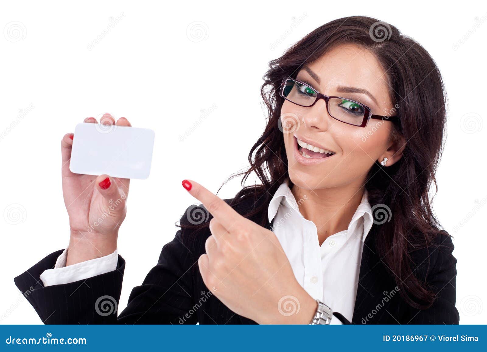 Business Woman Holding Her Visitingcard Stock Image - Image of ...