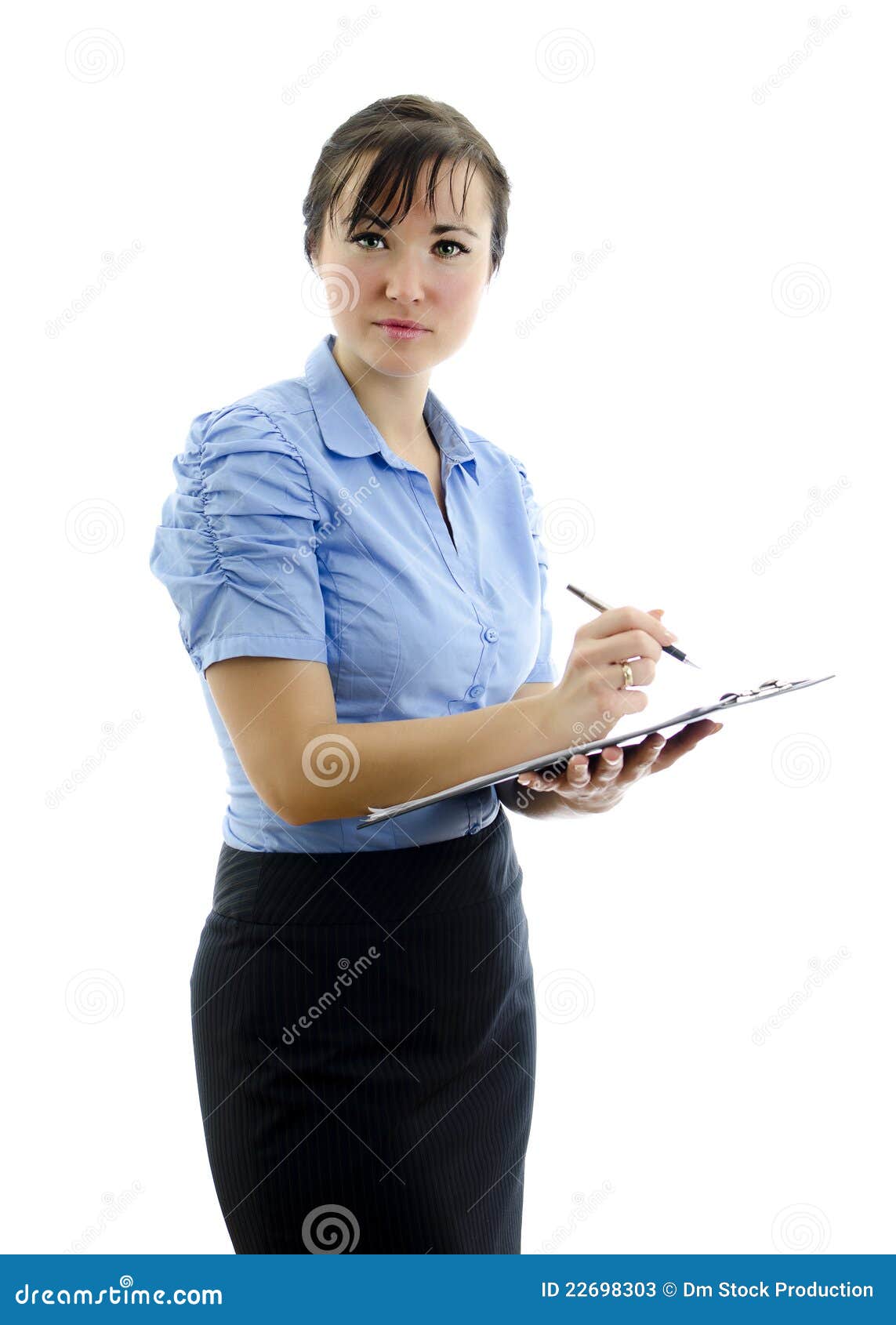 Business Woman Holding Notepad Stock Image - Image of white, memo: 22698303