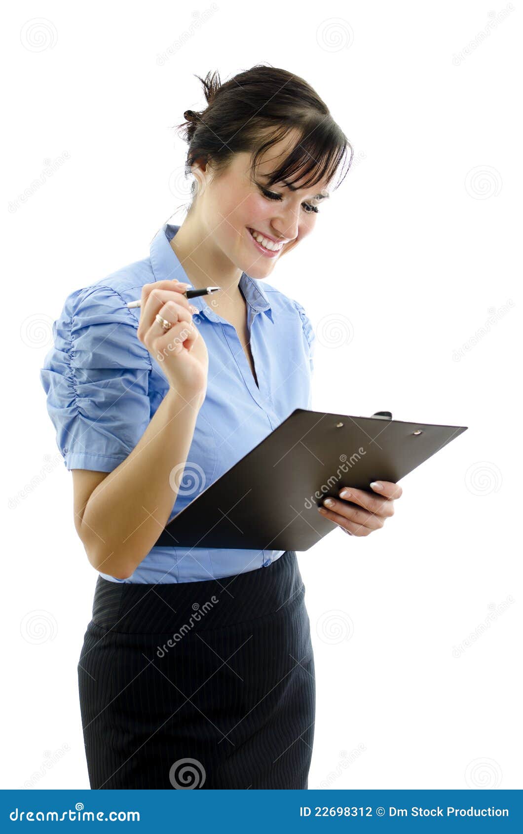 Business Woman Holding Notepad Stock Photo - Image of portrait, notepad ...