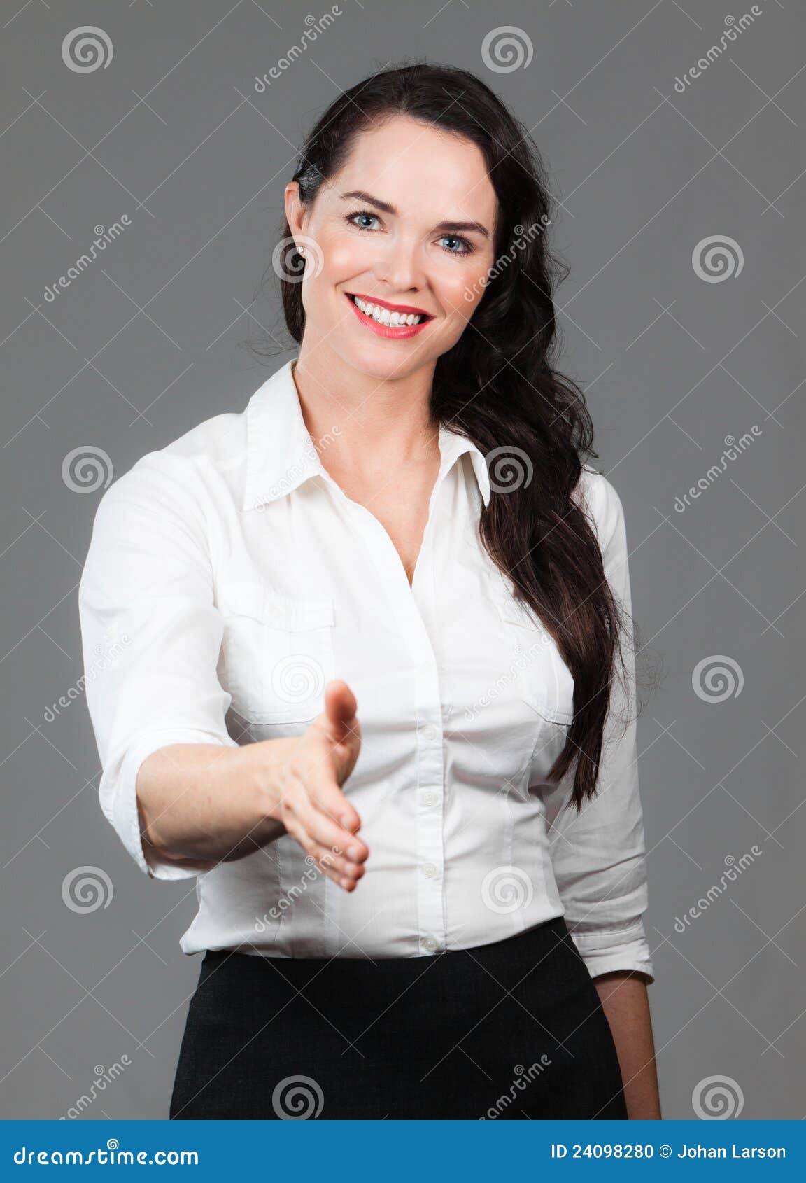 Business Woman Holding Out Hand Stock Photo - Image of hand, beauty ...