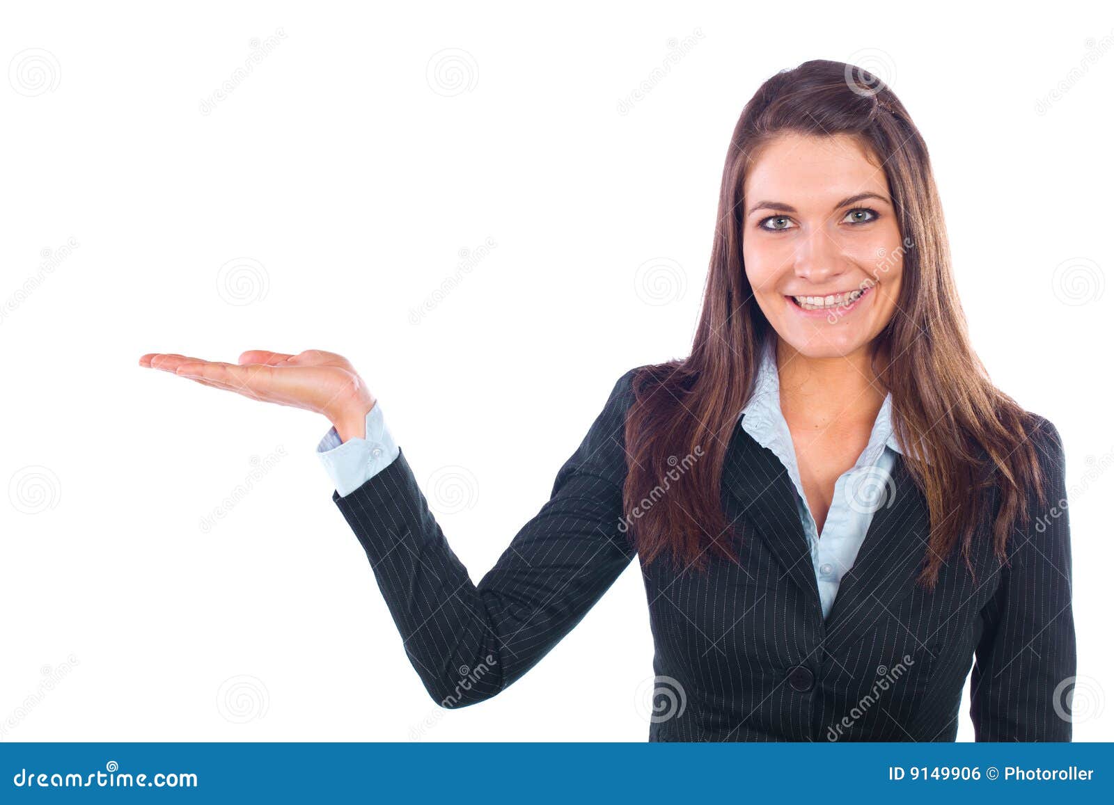 Business Woman Holding Out Hand Stock Photo - Image of copy, holding ...