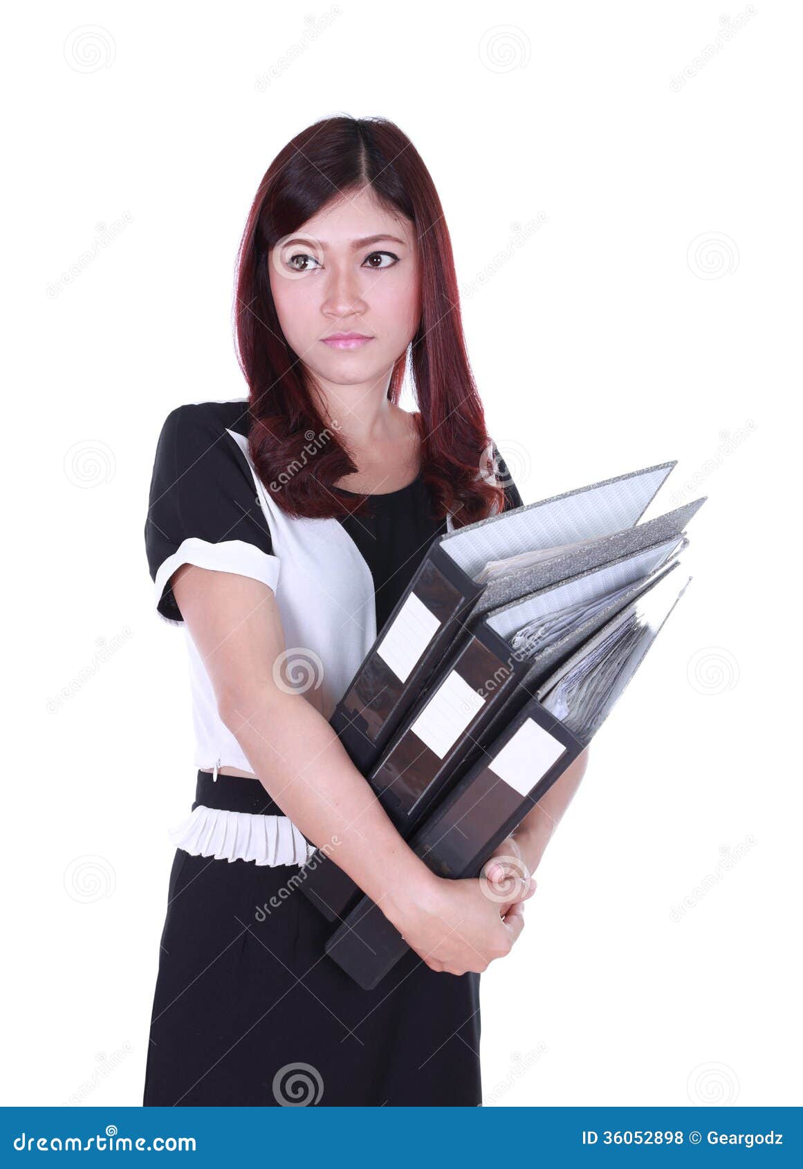 Business Woman Holding Stack of Folders Documents Stock Photo - Image ...