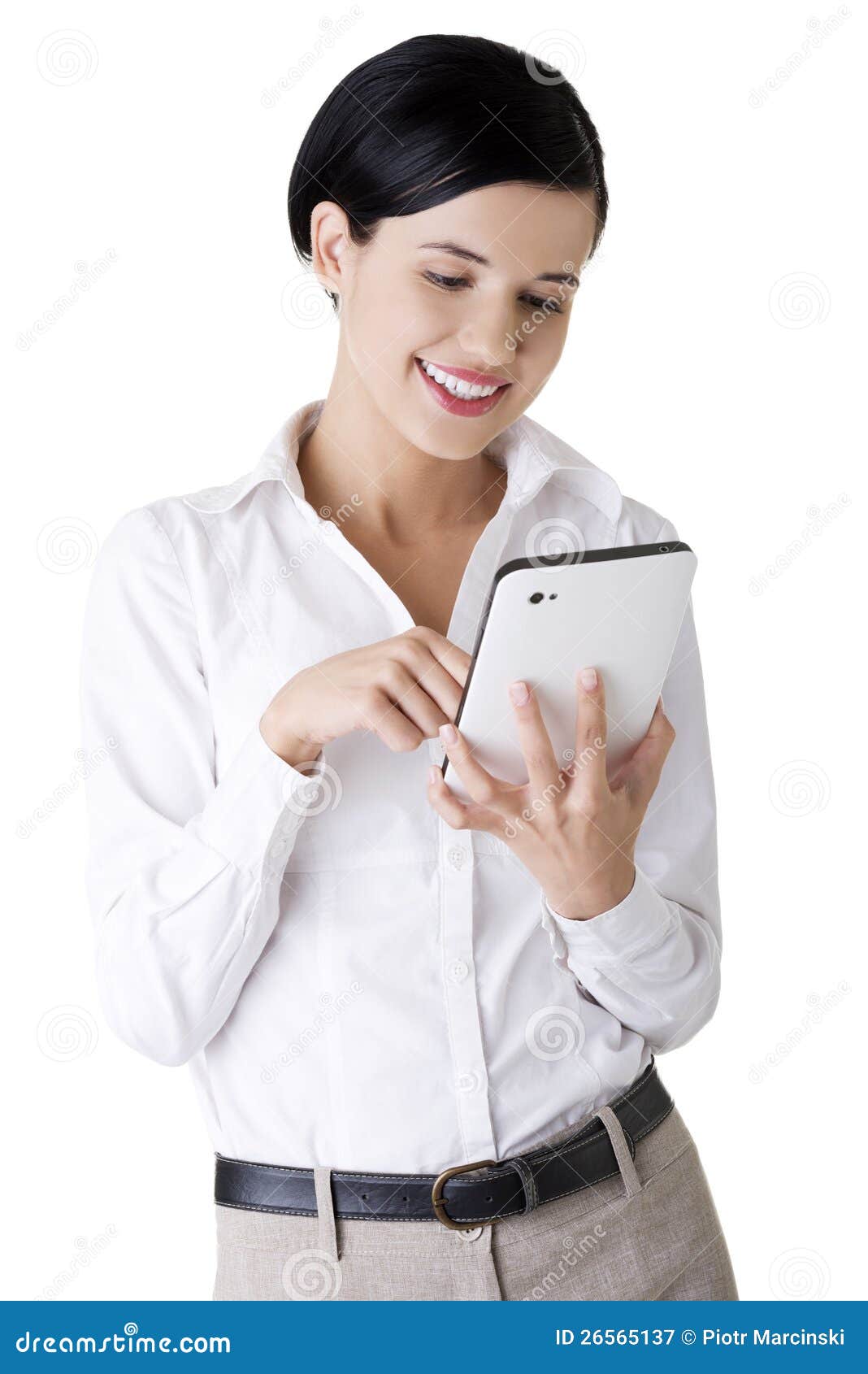 Business Woman Holding Tablet Computer. Stock Image - Image of hand ...