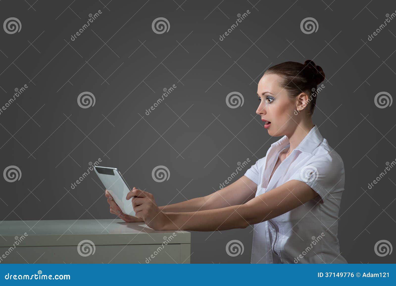 Business Woman Holding a Tablet Computer Stock Photo - Image of ...