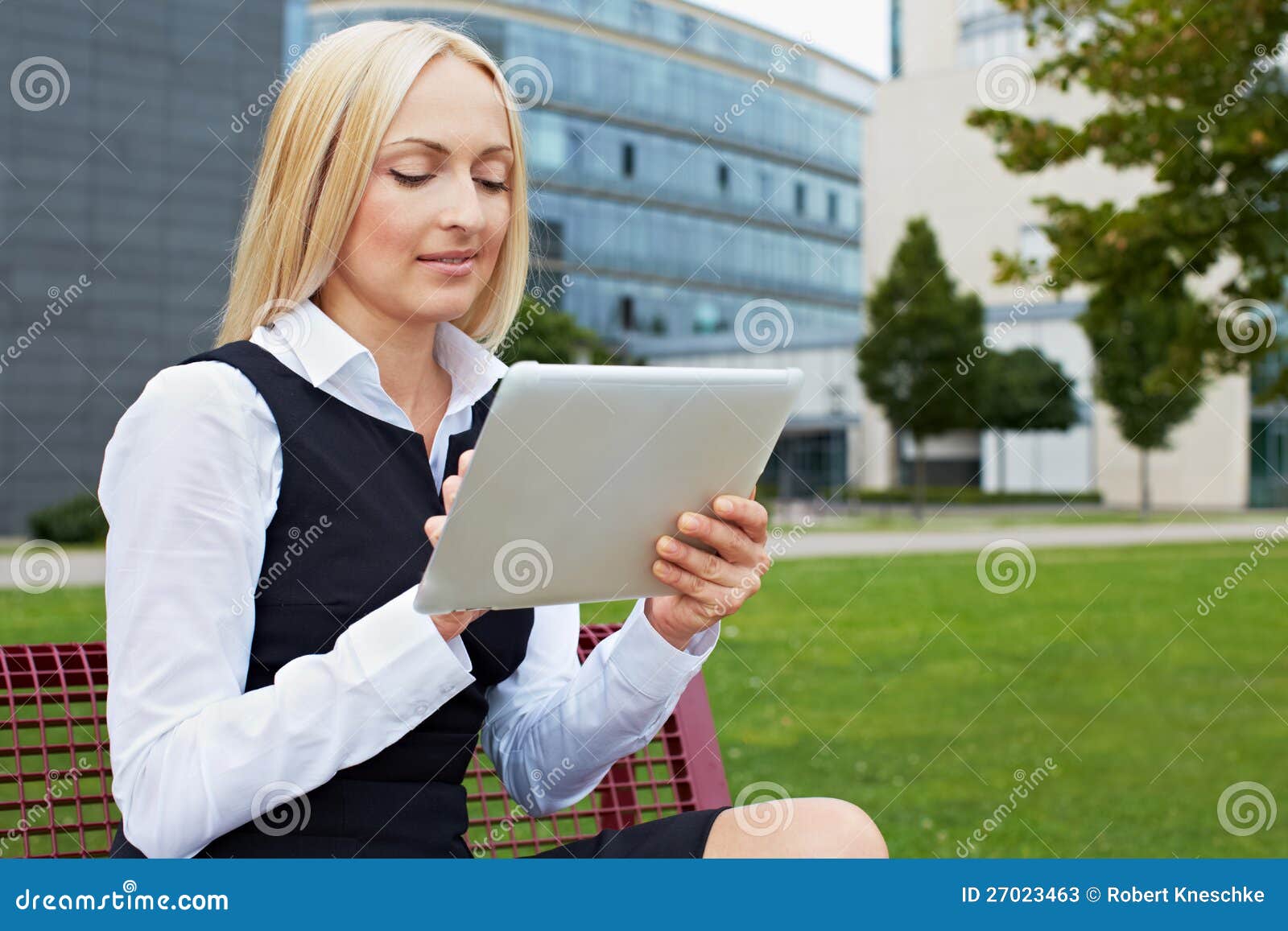 Business Woman Holding Tablet PC Stock Image - Image of connection ...
