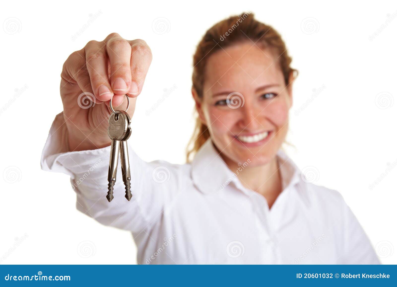Business Woman Holding Two Keys Stock Photo - Image of opening, happy ...
