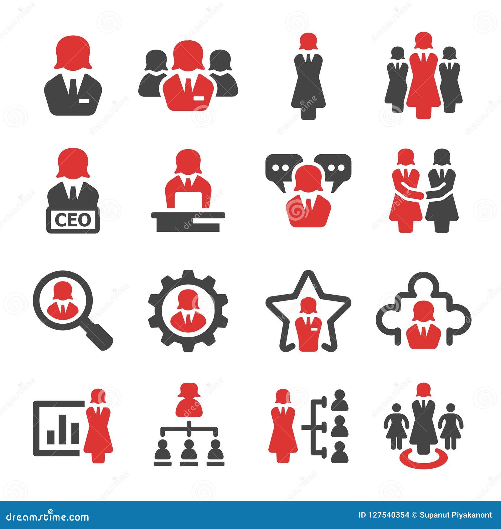 Business woman icon set stock vector. Illustration of employer - 127540354