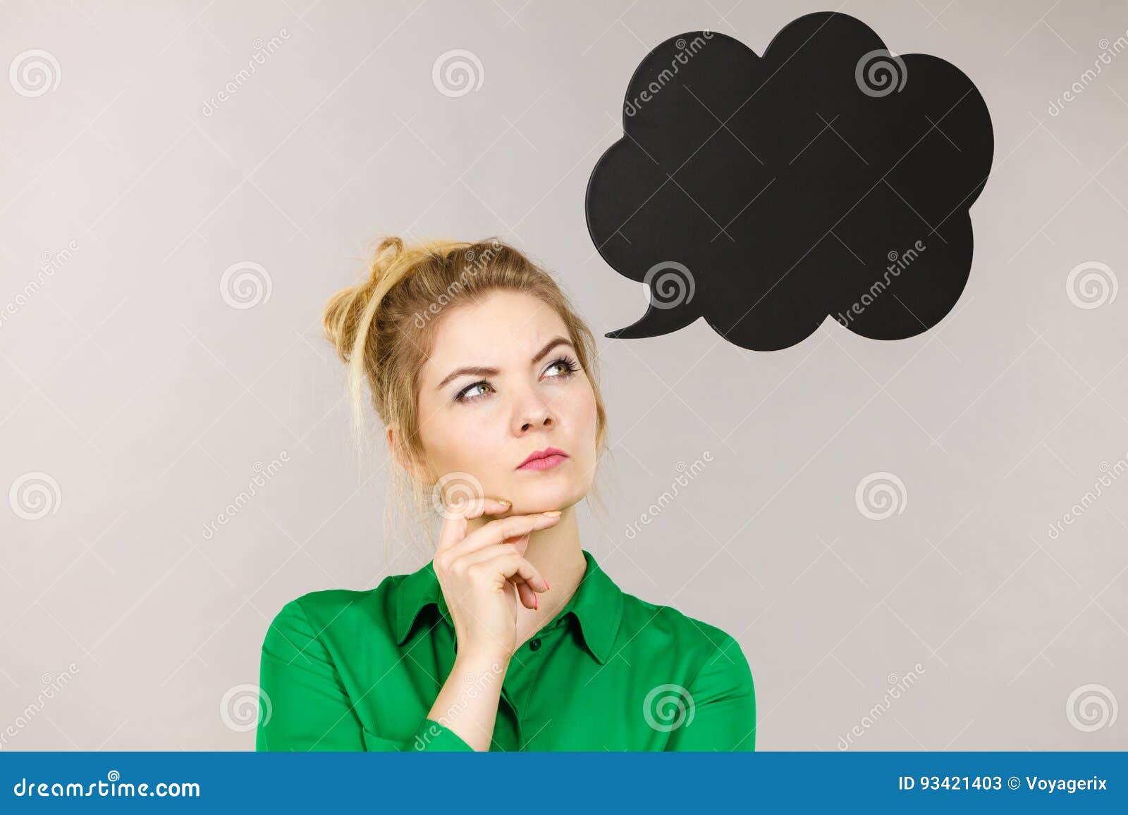 Business Woman Intensive Thinking Stock Image - Image of blank, suit ...