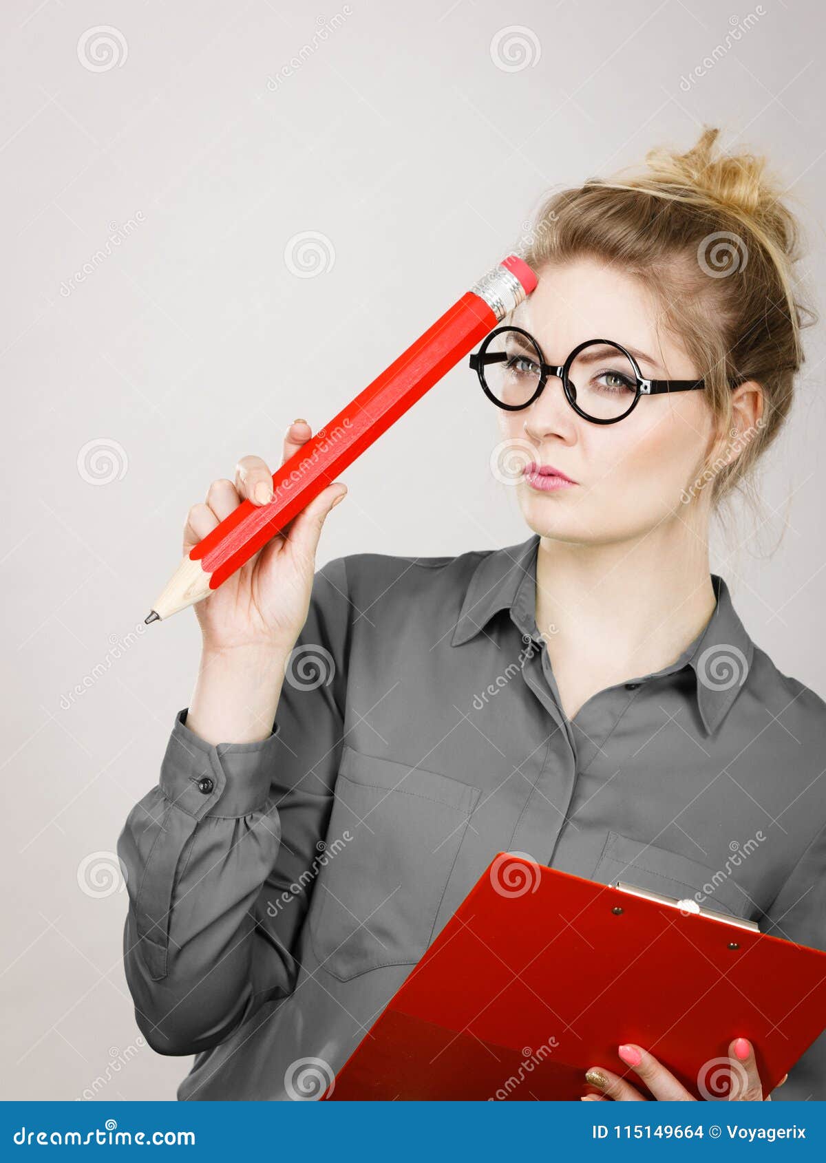 Business Woman Intensive Thinking and Writing Stock Photo - Image of ...