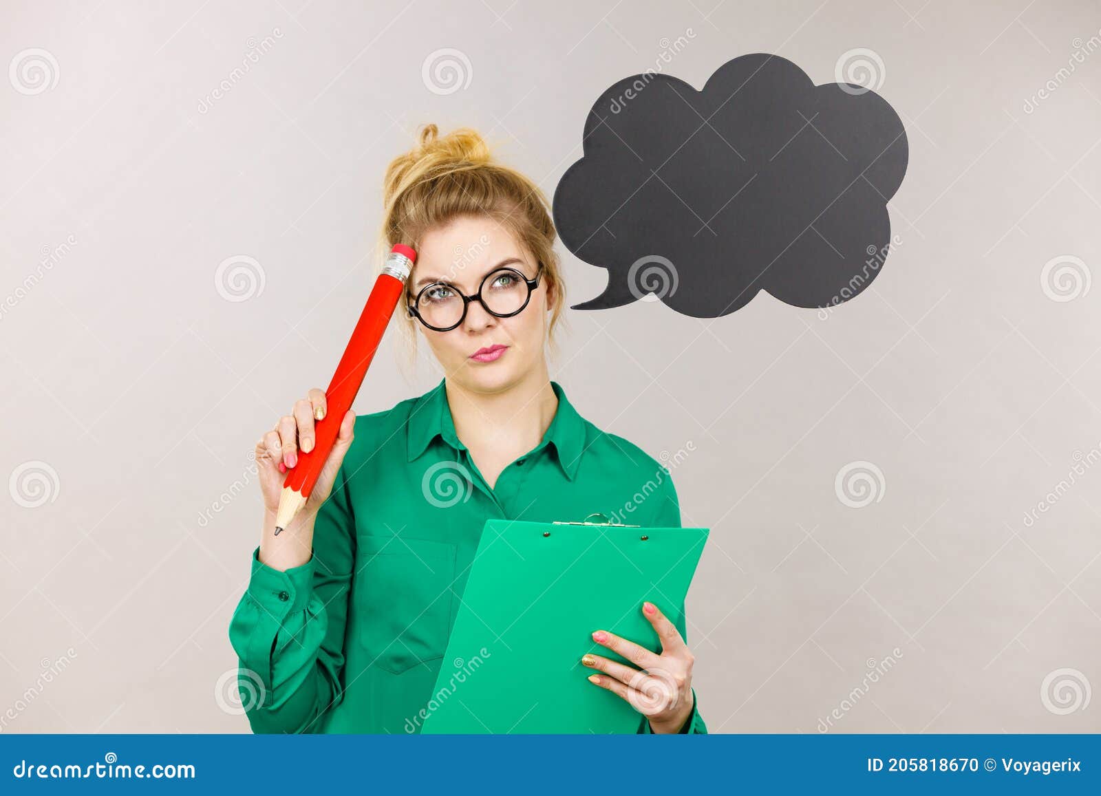 Business Woman Intensive Thinking and Writing Stock Photo - Image of ...