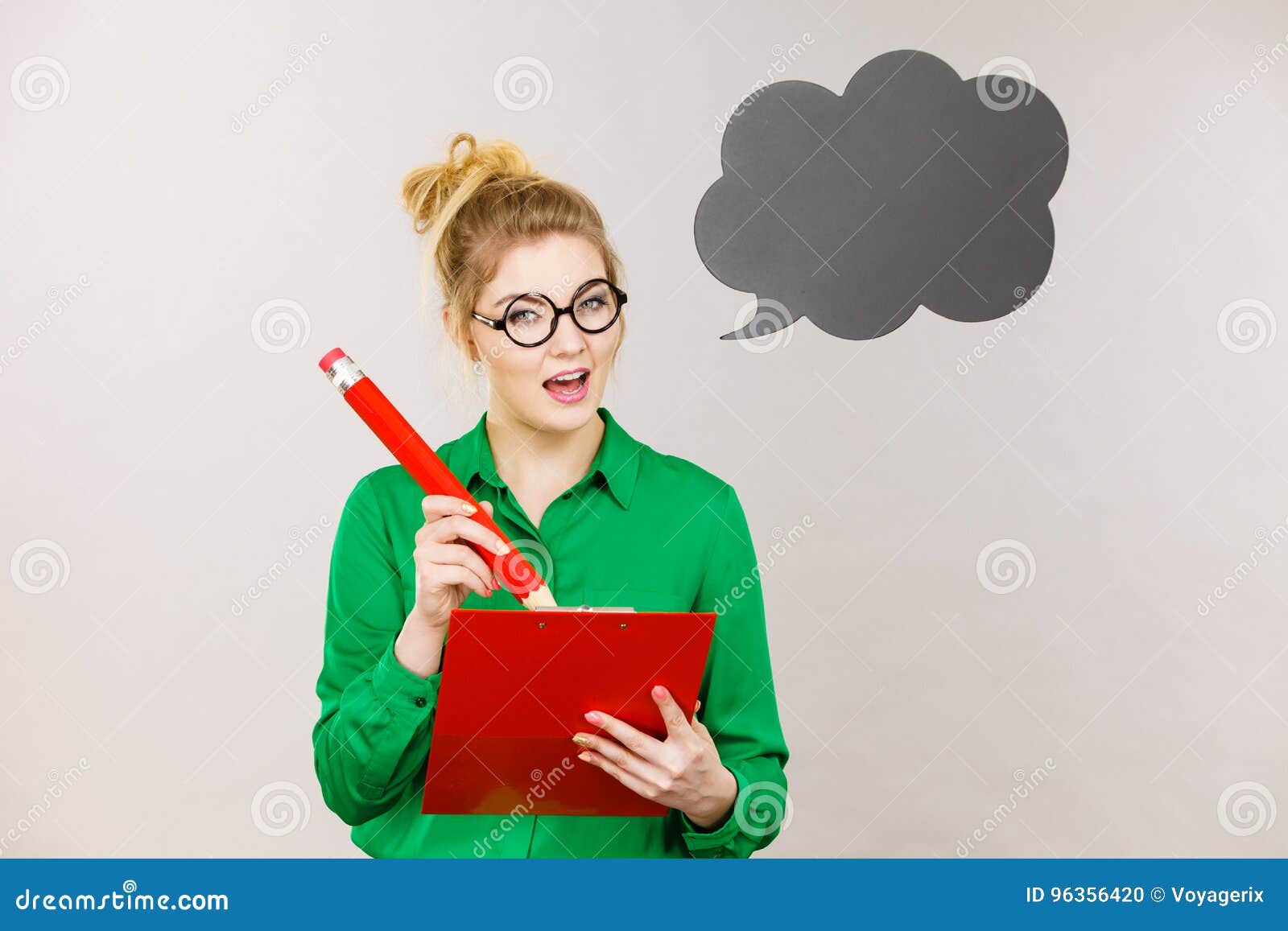 Business Woman Intensive Thinking and Writing Stock Photo - Image of ...