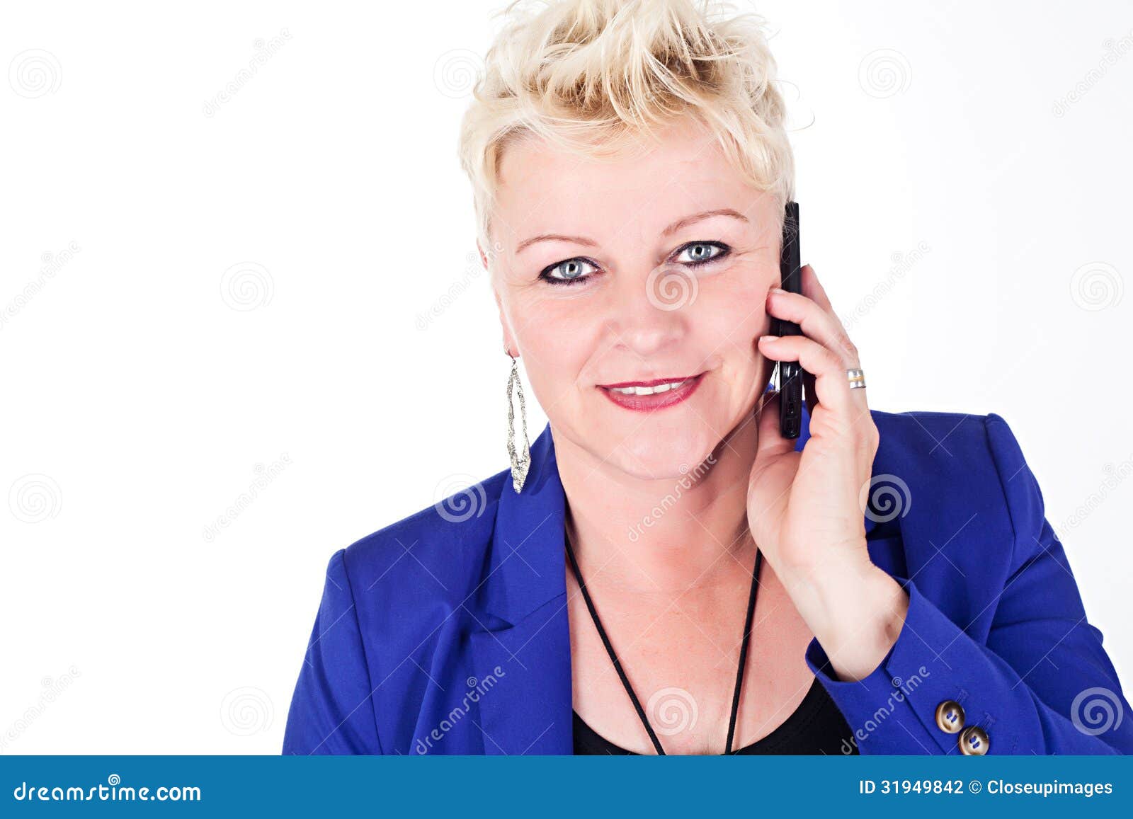 Business Woman in Jacket Talking on the Phone Stock Photo - Image of ...