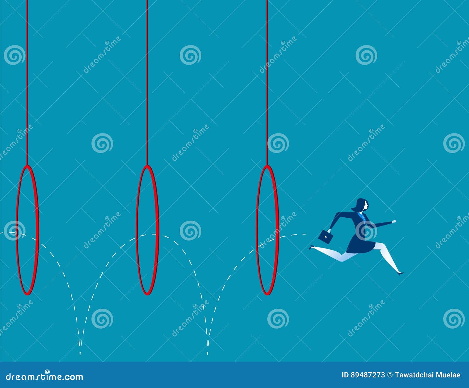 Business Woman Jumping through Hoops Stock Vector - Illustration of ...