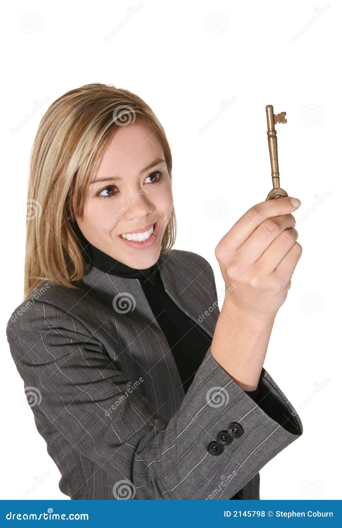 Business Woman with Key stock photo. Image of lock, vintage - 2145798