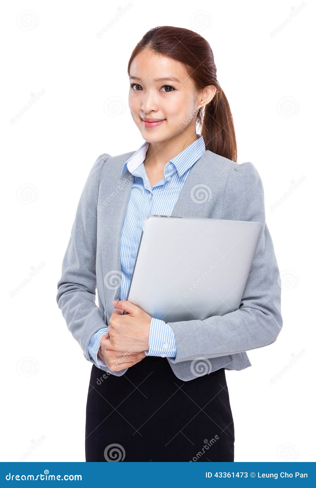 Business Woman with Laptop Computer Stock Image - Image of laptop ...