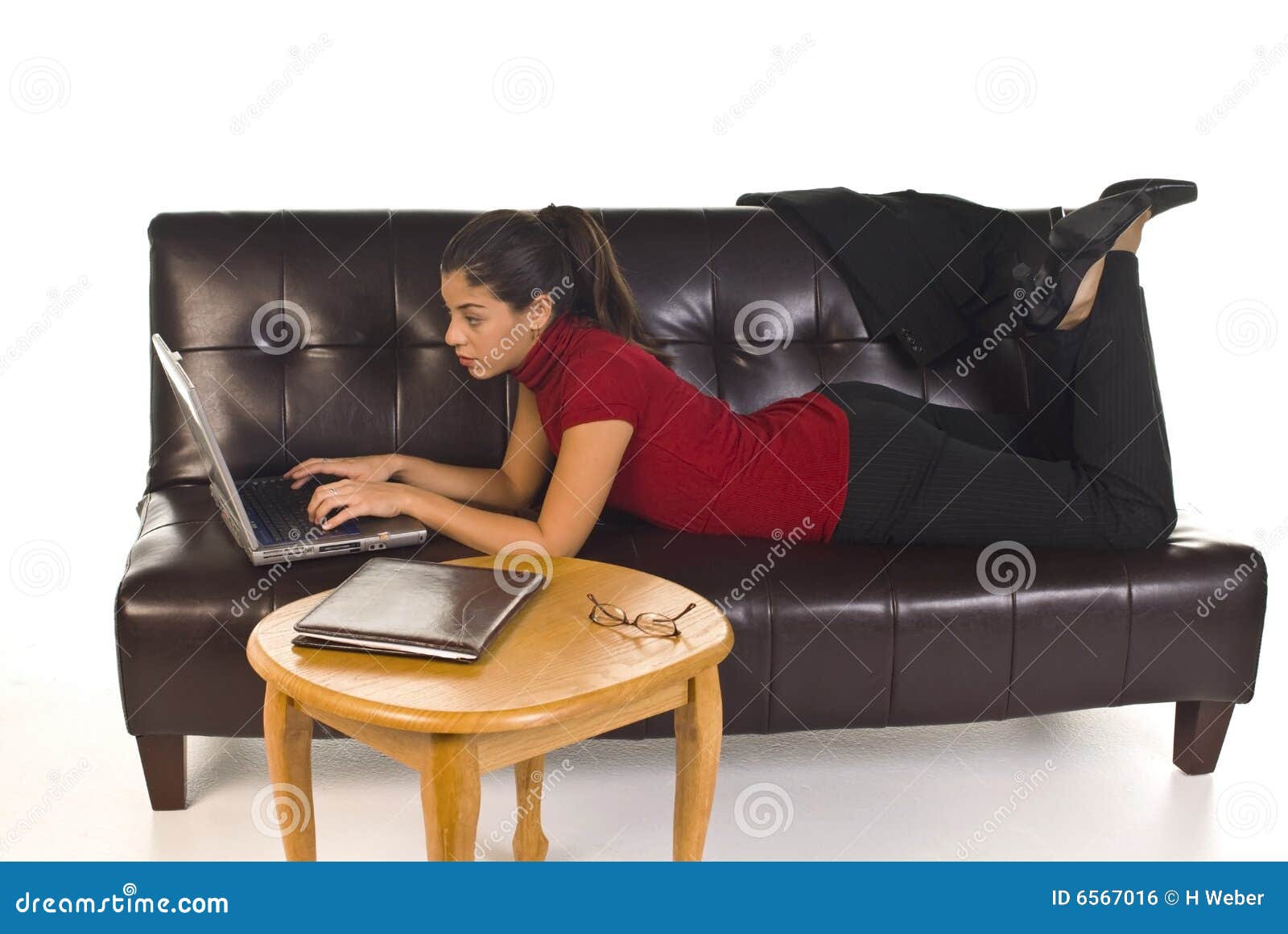 Business Woman with Laptop on Couch Stock Photo - Image of adult ...