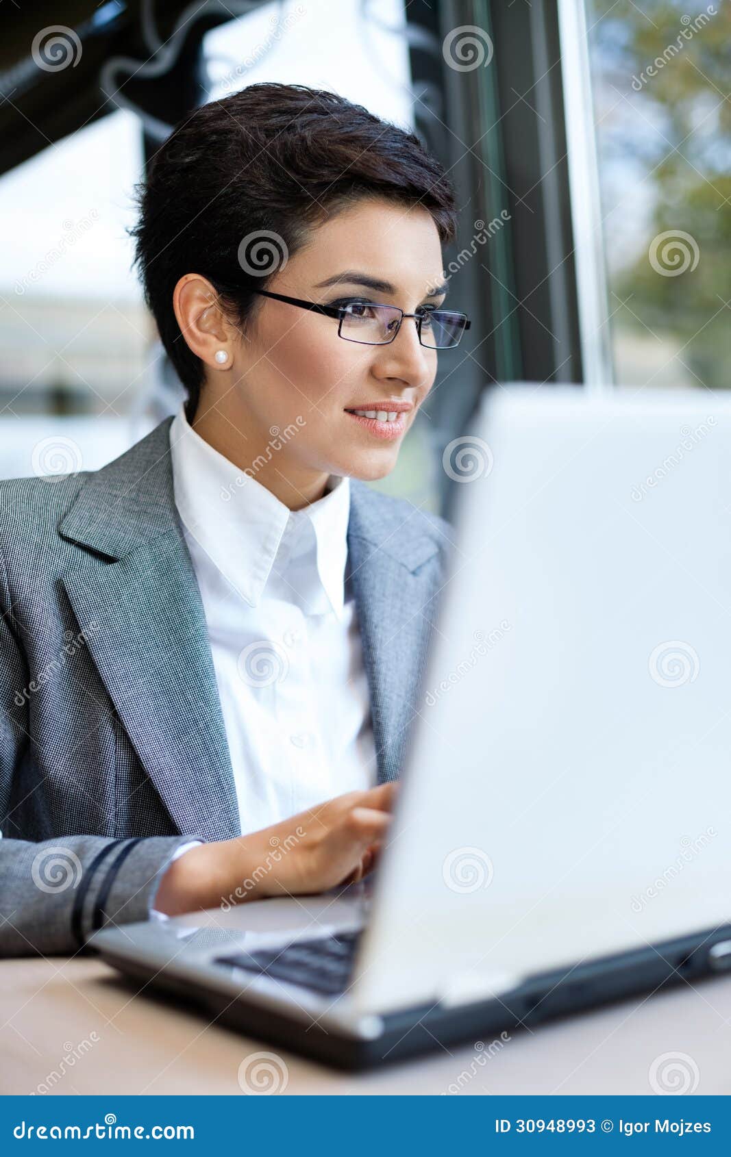 Business woman with laptop stock image. Image of concept - 30948993