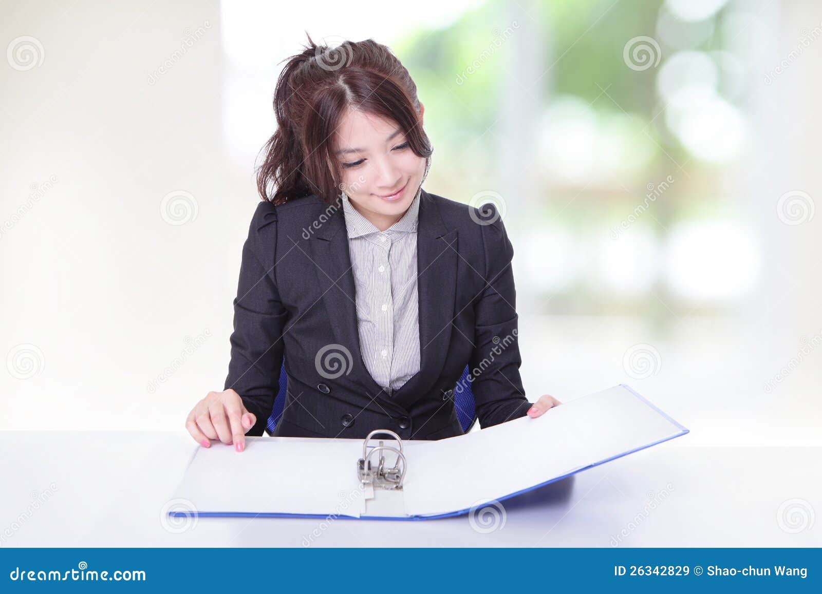 Business Woman Look Documents at Office Stock Image - Image of ...