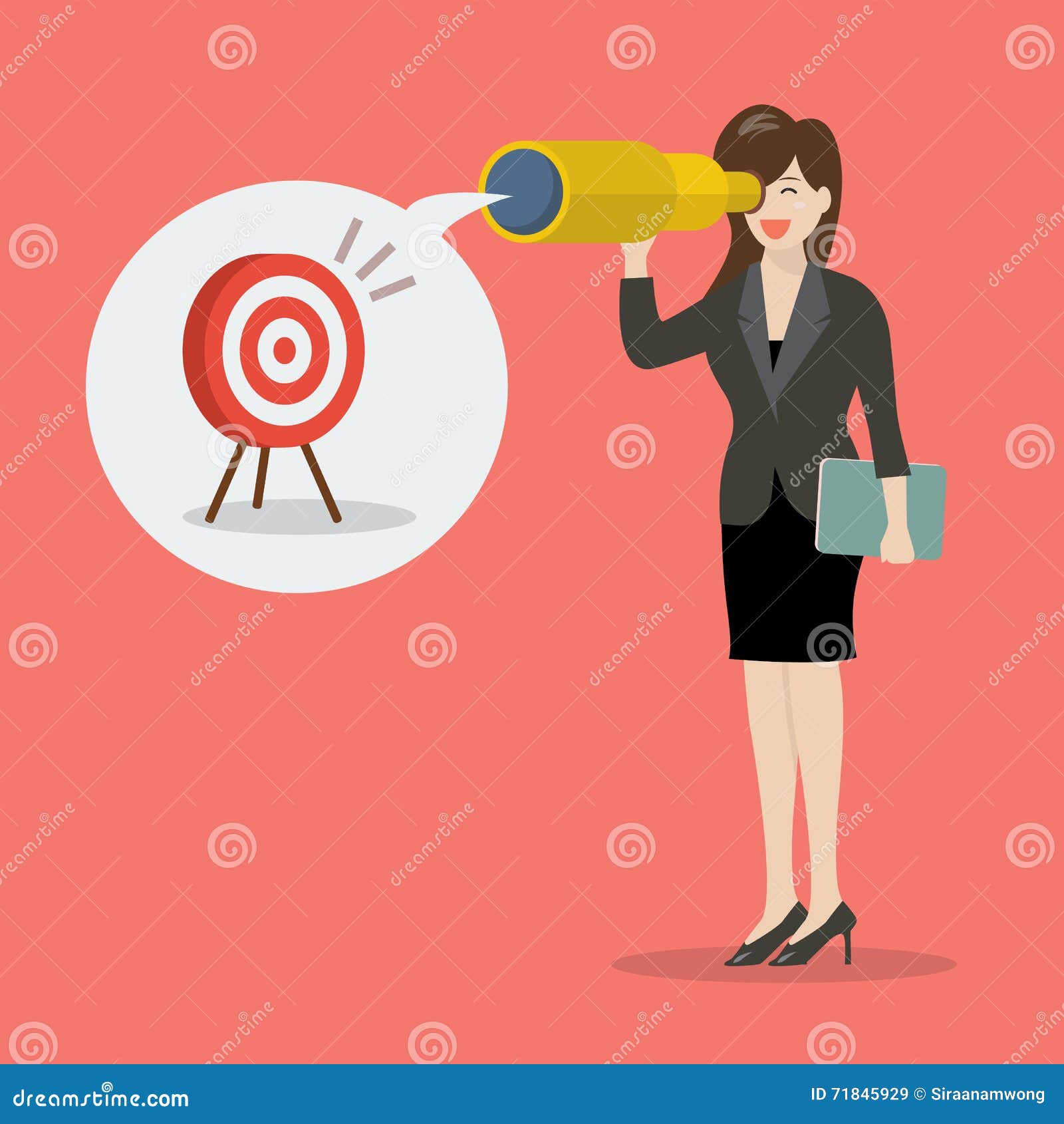 Business Woman Looking for Business Target Stock Vector - Illustration ...