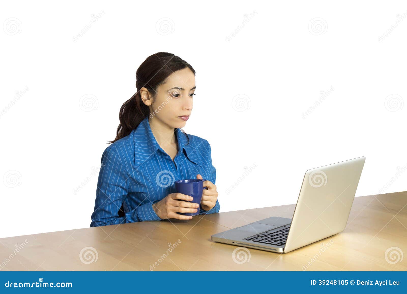 Business Woman Looking at Her Computer Stock Image - Image of working ...