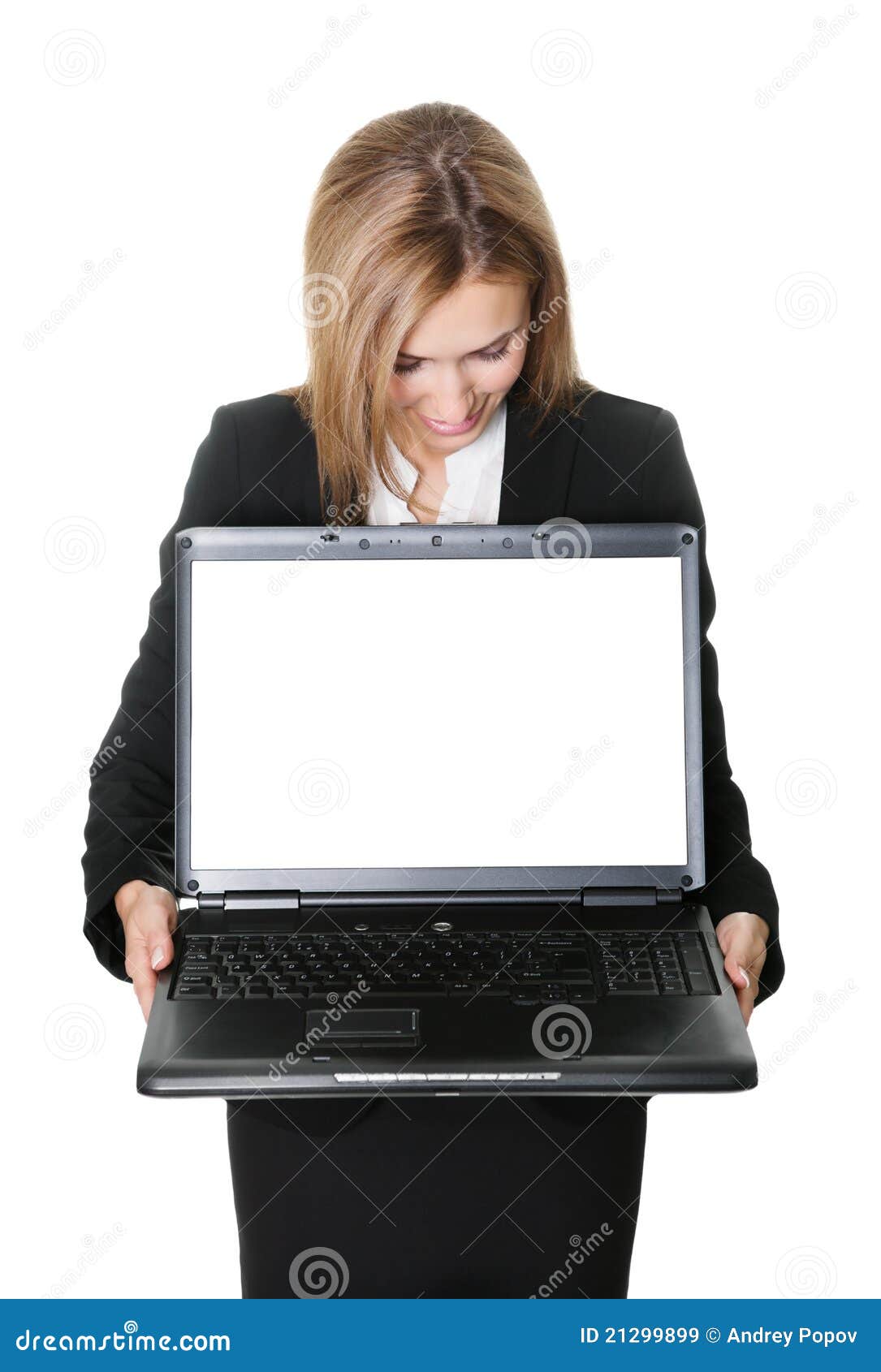 Business Woman Looking at Laptop Computer Stock Image - Image of ...