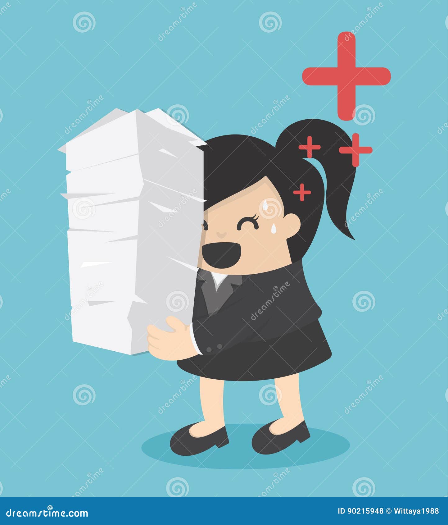 Business Woman a Lot of Work. Stock Vector - Illustration of paper ...