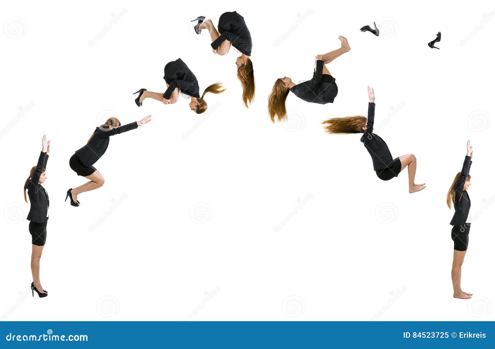 Business Woman Making a Front Flip Stock Image - Image of concept ...