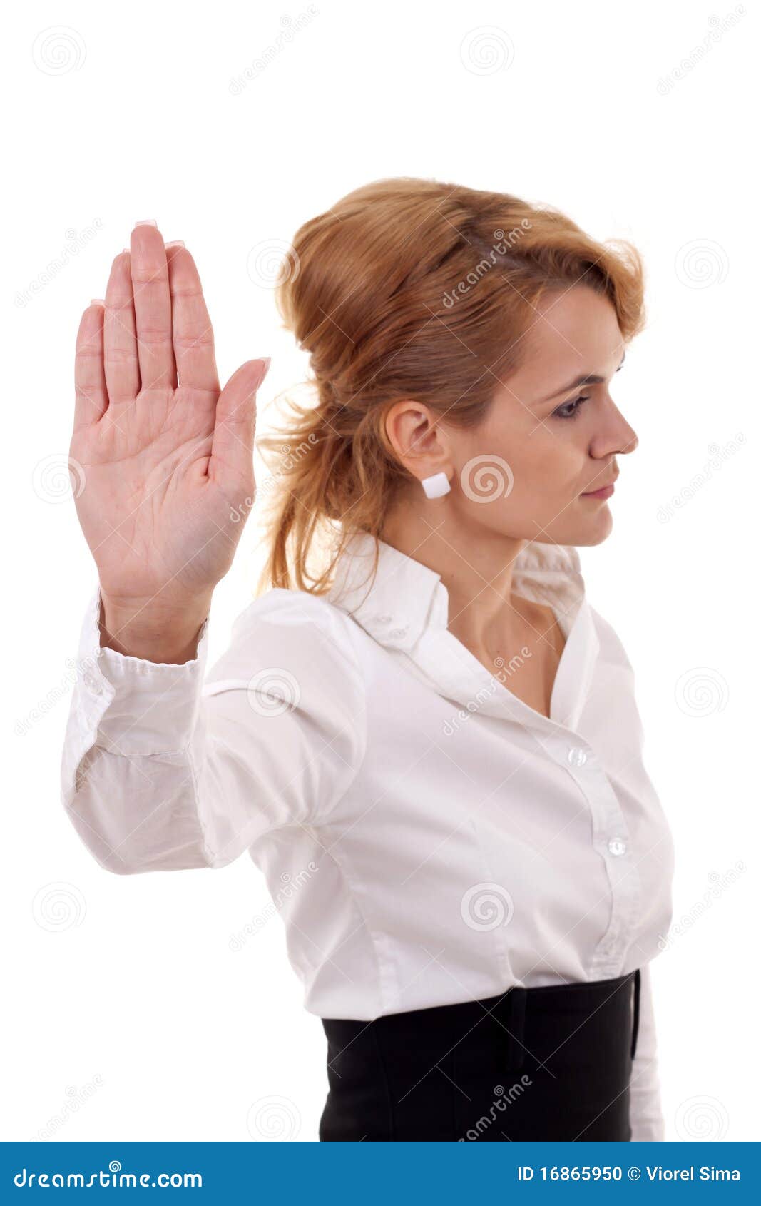 Business woman making stop stock photo. Image of disclaim - 16865950