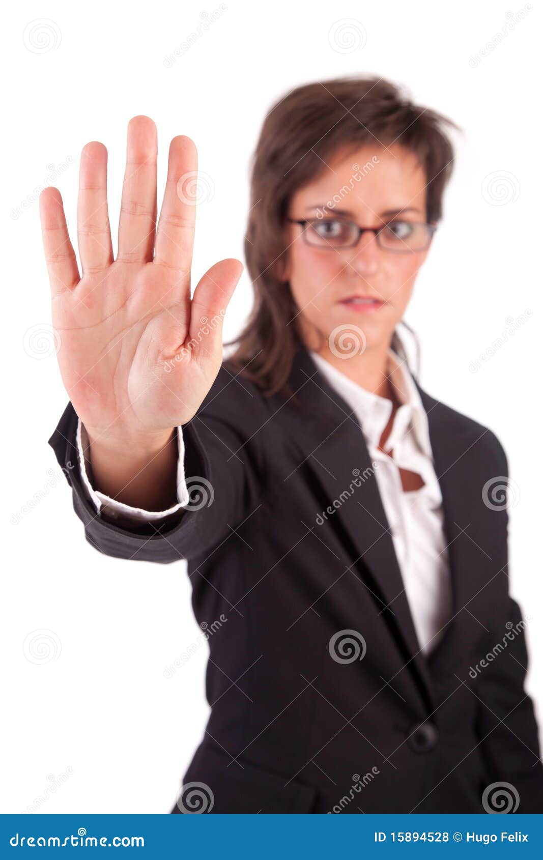 Business Woman Making Stop Sign Stock Photo - Image of palm, confident ...