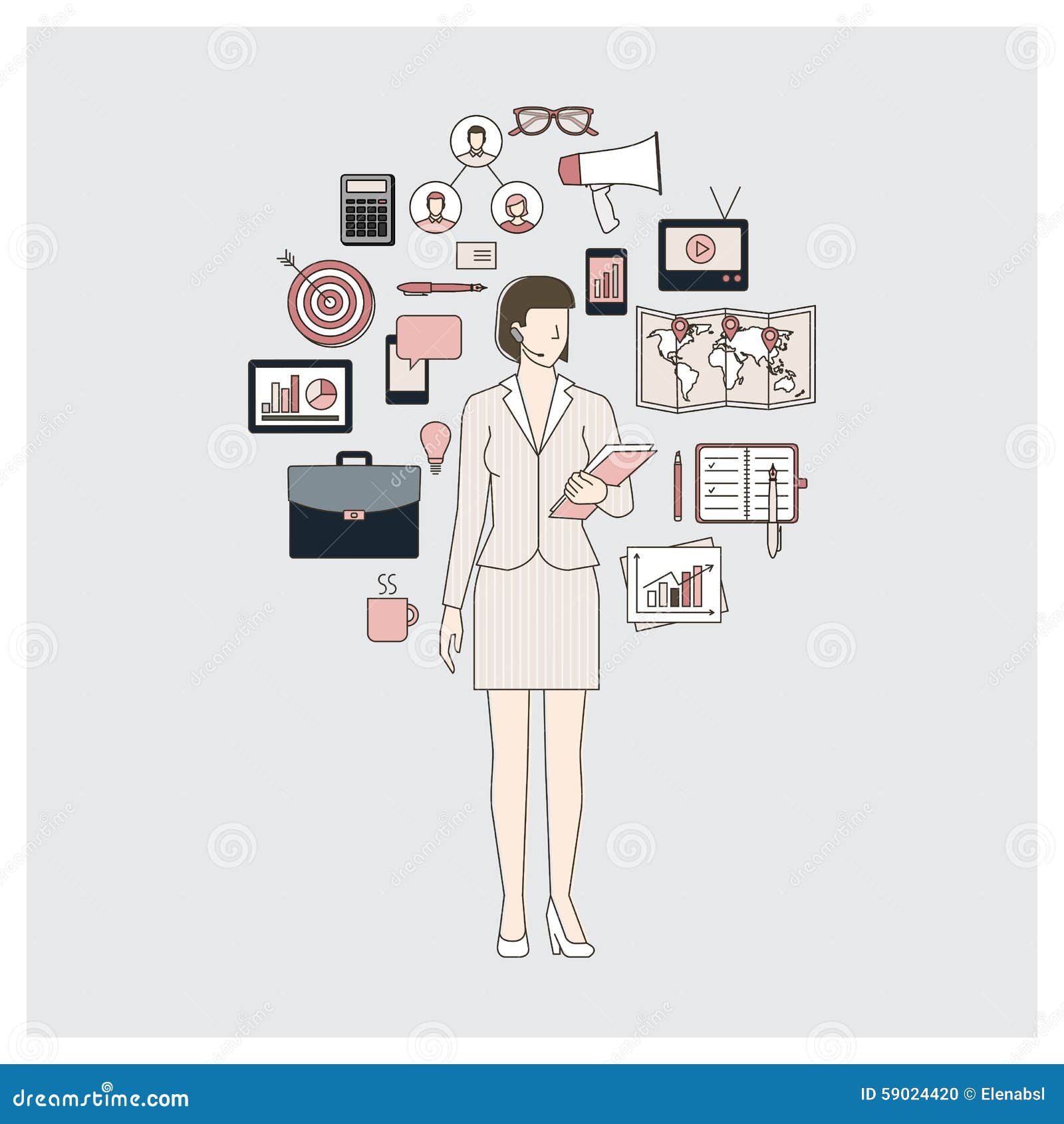 Business Woman and Marketing Expert Stock Vector - Illustration of ...