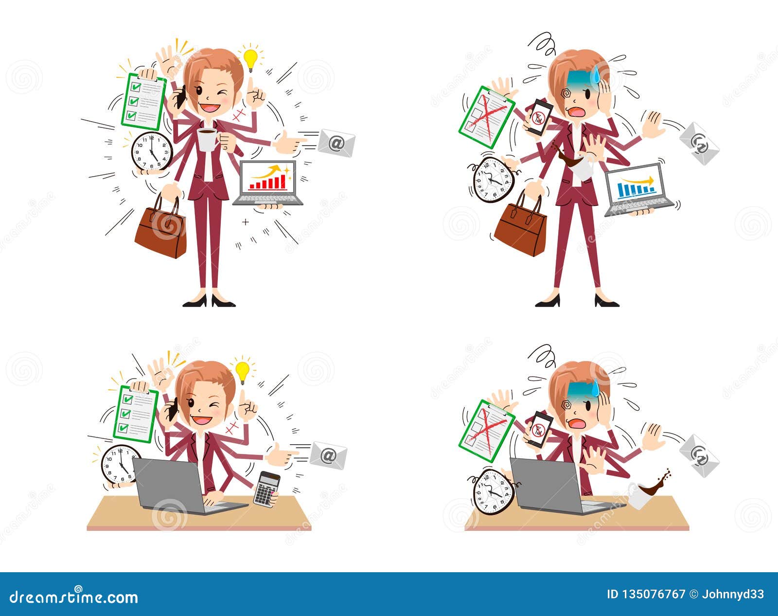 Business Woman with Multi Tasking and Multi Skill Stock Vector ...