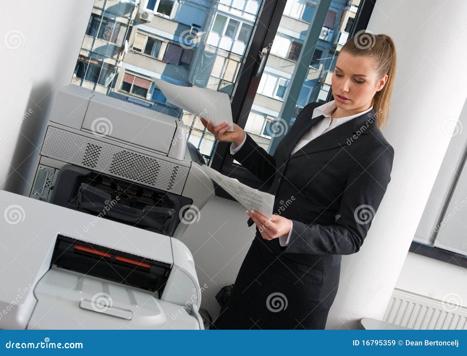 Business Woman Next To Office Printer Stock Image - Image of lady, copy ...