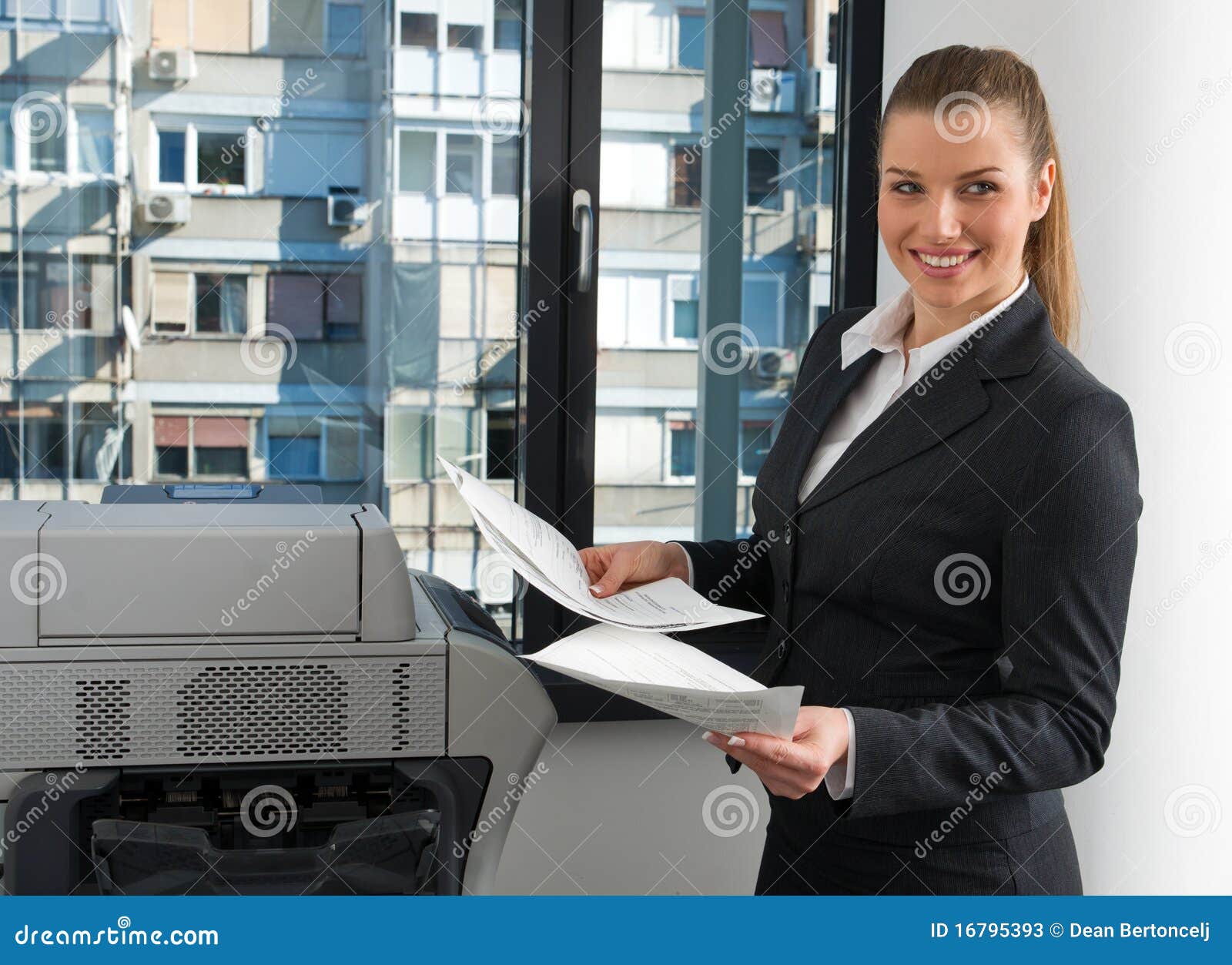 Business Woman Next To Office Printer Stock Image - Image of person ...