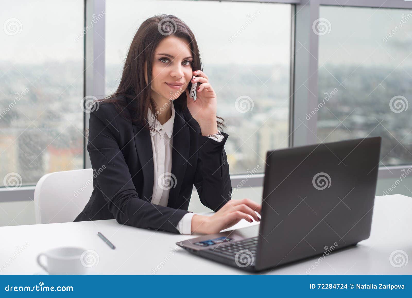 Business Woman with Notebook in Office, Workplace Stock Photo - Image ...