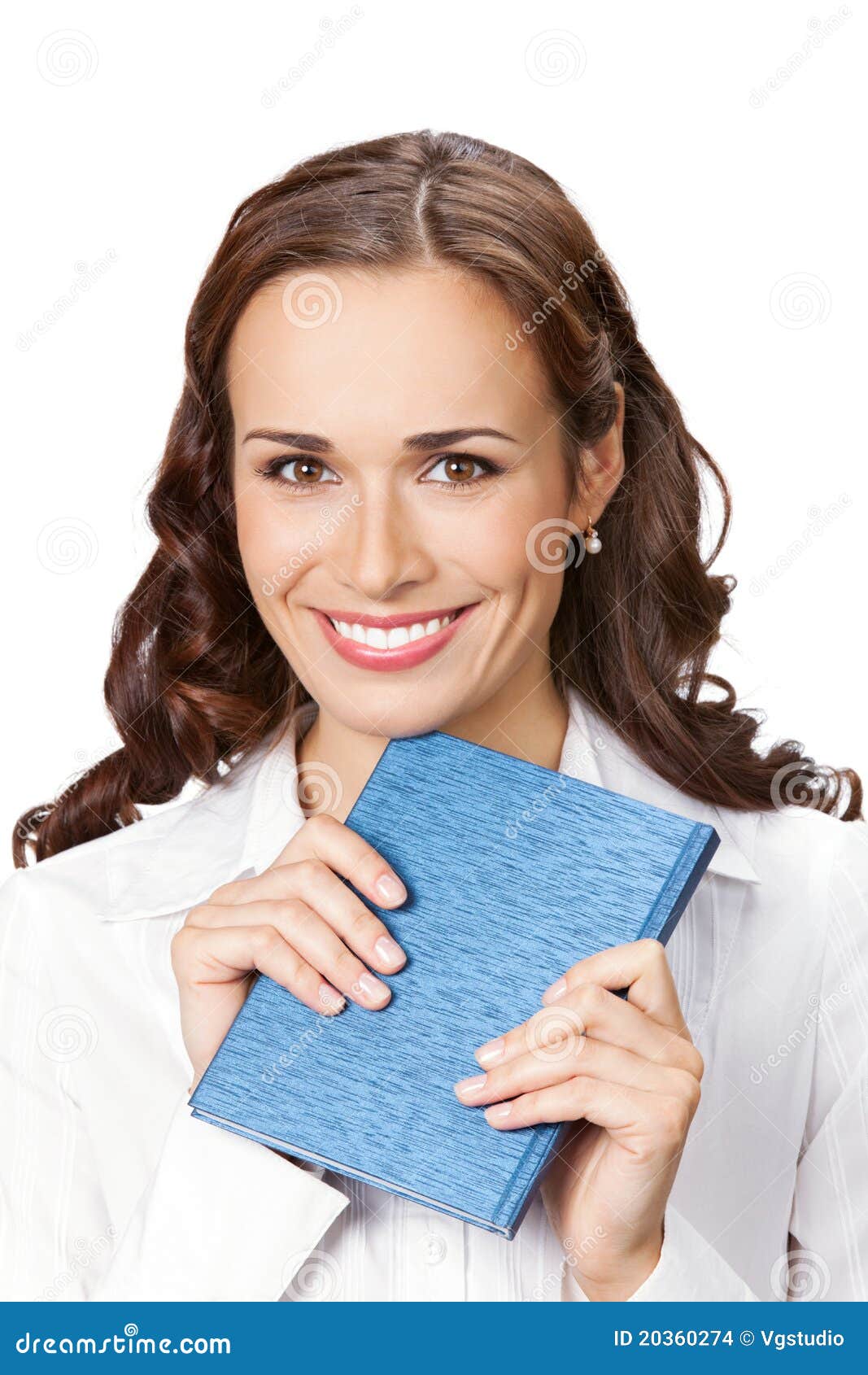 Business Woman with Notepad, Isolated Stock Photo - Image of blue ...