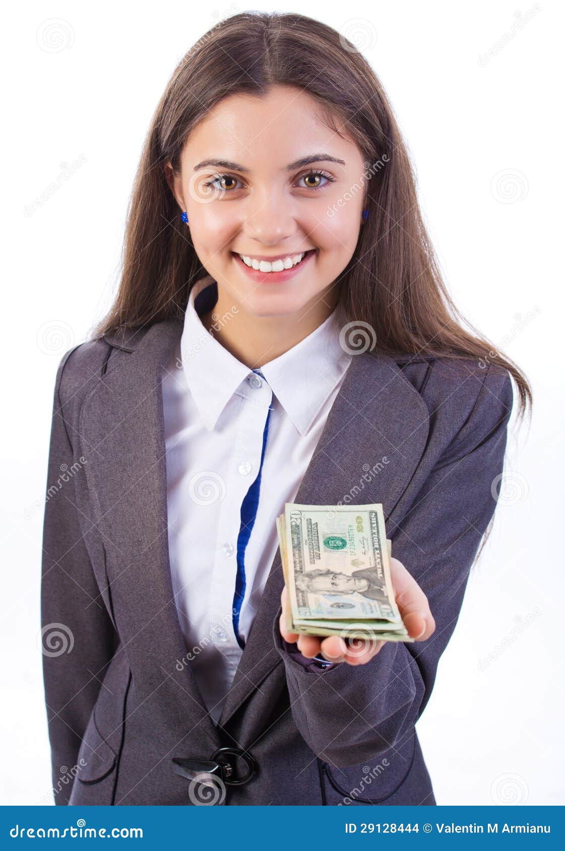 Business Woman Offering Money Stock Photo - Image of beautiful, success ...