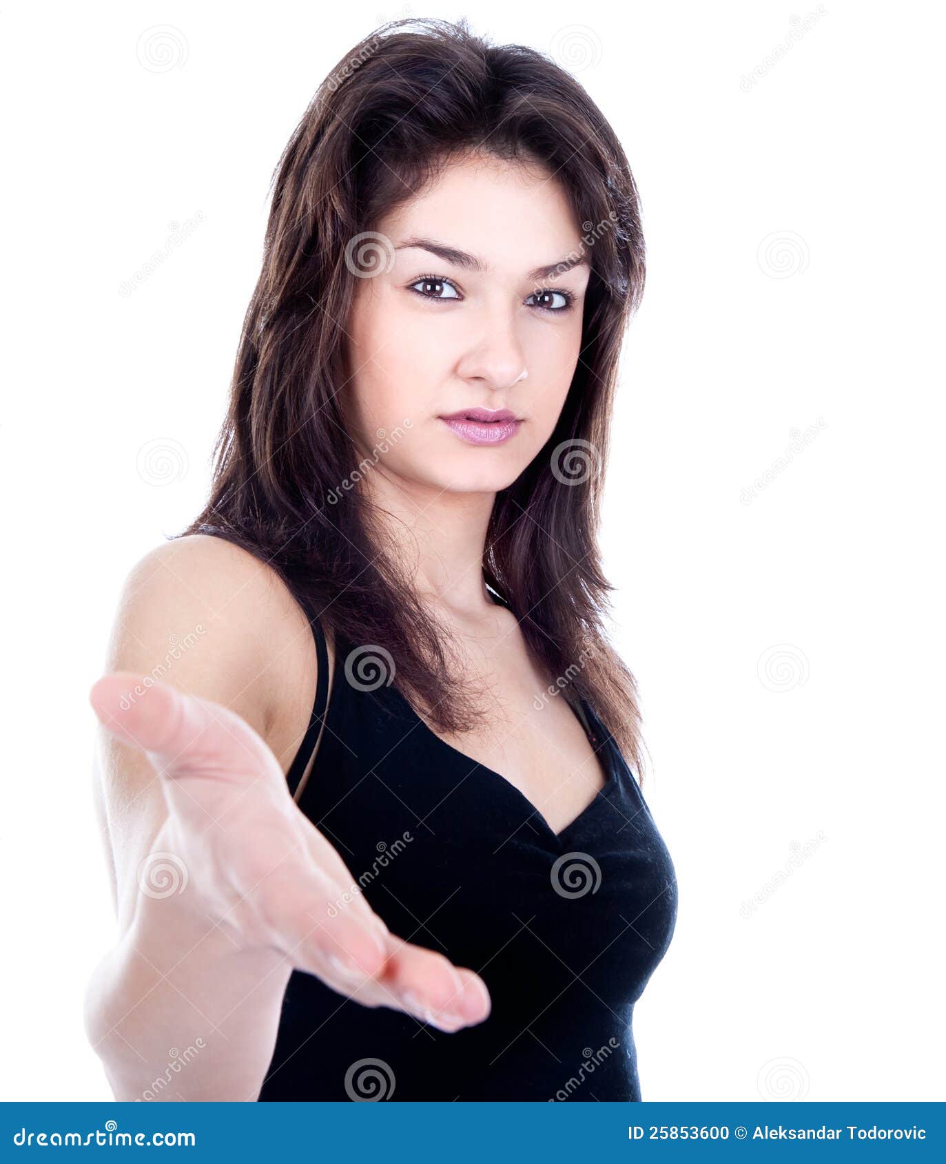A Business Woman with an Open Hand Stock Photo - Image of looking ...