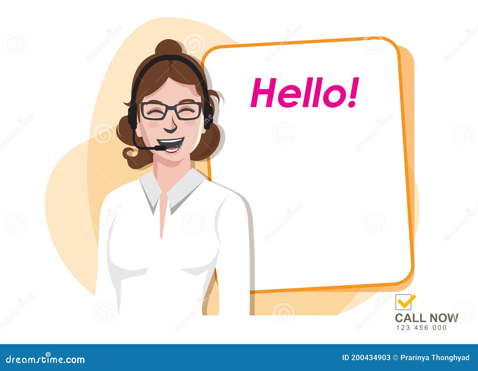 Business Woman Operator, Advertising, Promotion Vector Illustration ...