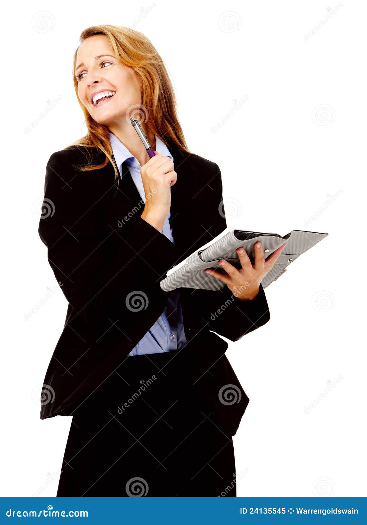 Business Woman with Organizer Stock Image - Image of cheerful ...