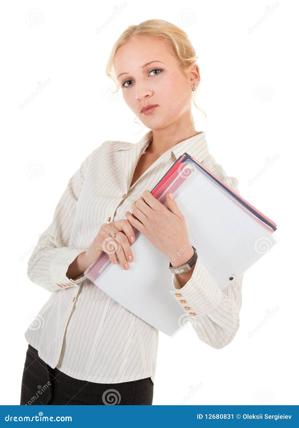 Business woman with papers stock image. Image of papers - 12680831