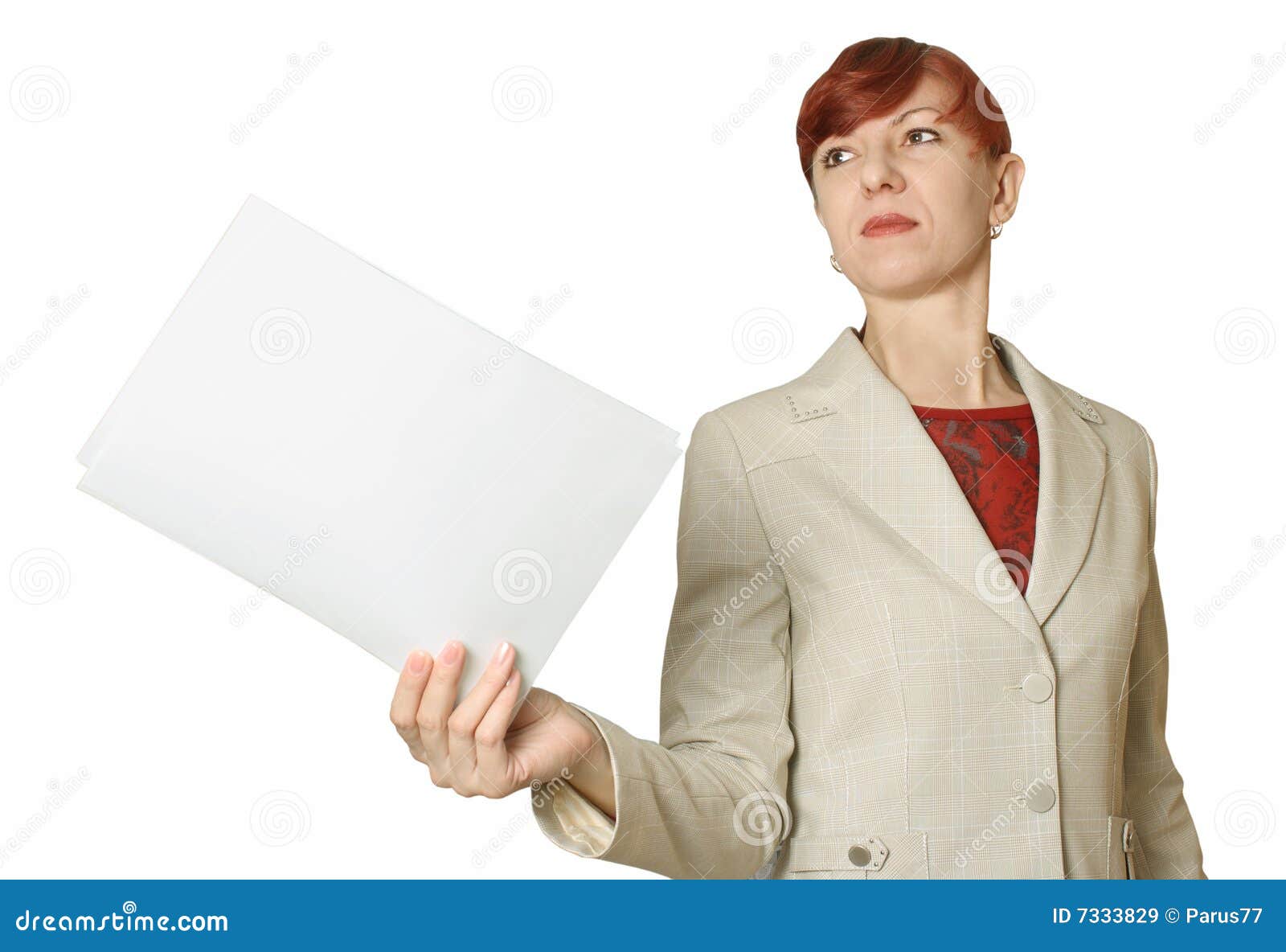 The Business Woman with Papers. Stock Image - Image of serious, white ...
