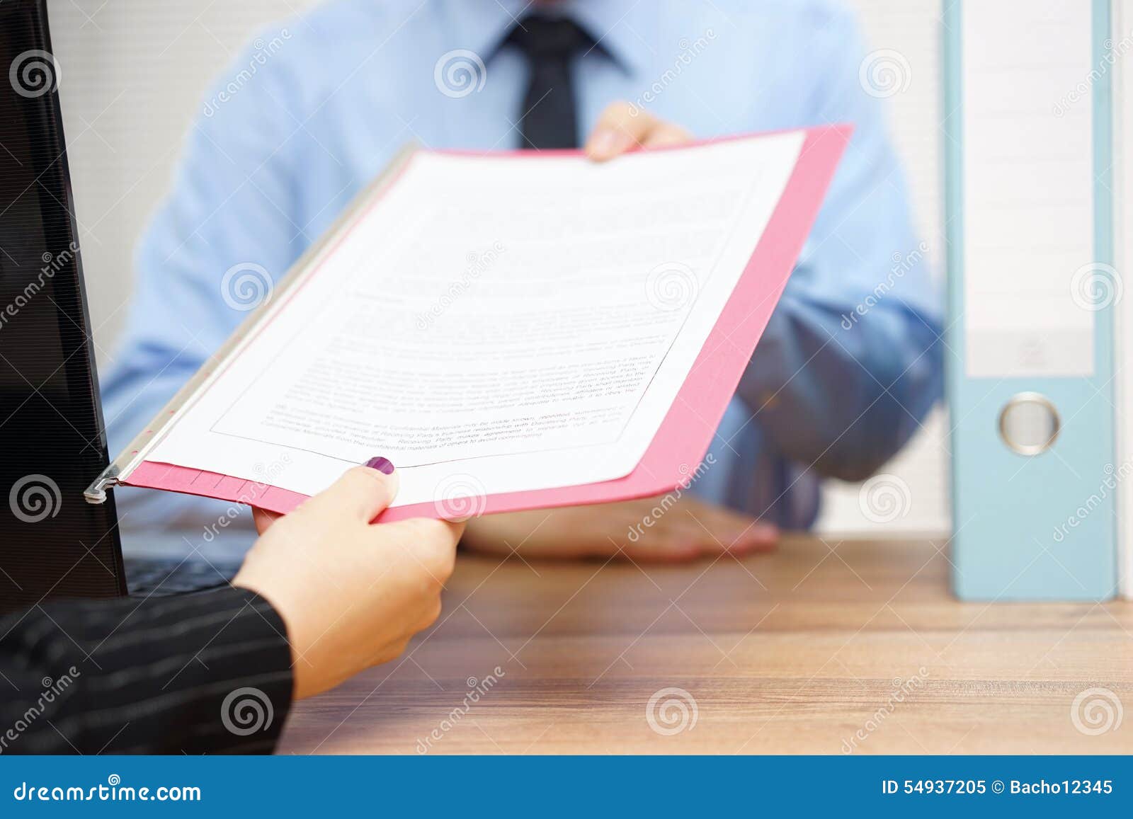 Business Woman is Passing Document To Manager Stock Image - Image of ...