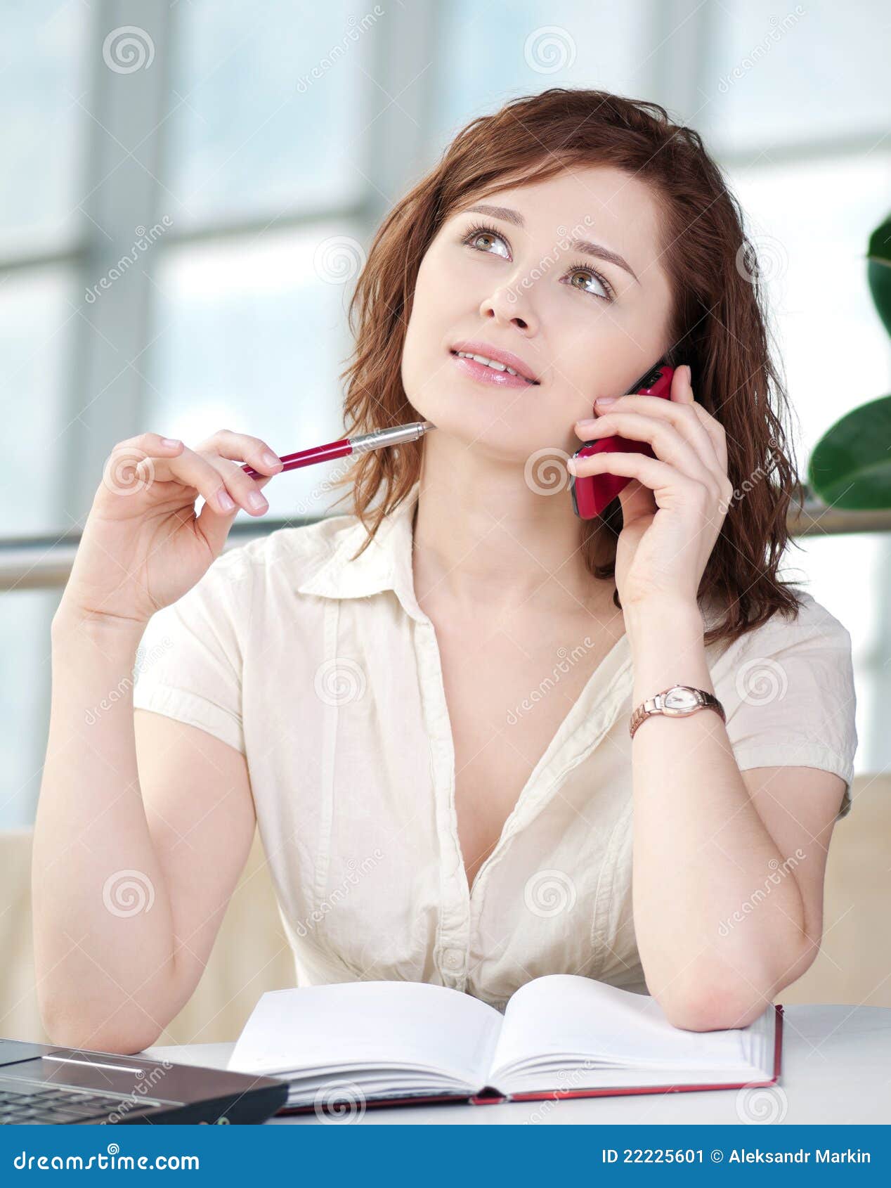 Business Woman on Phone Taking Notes Stock Image - Image of ...