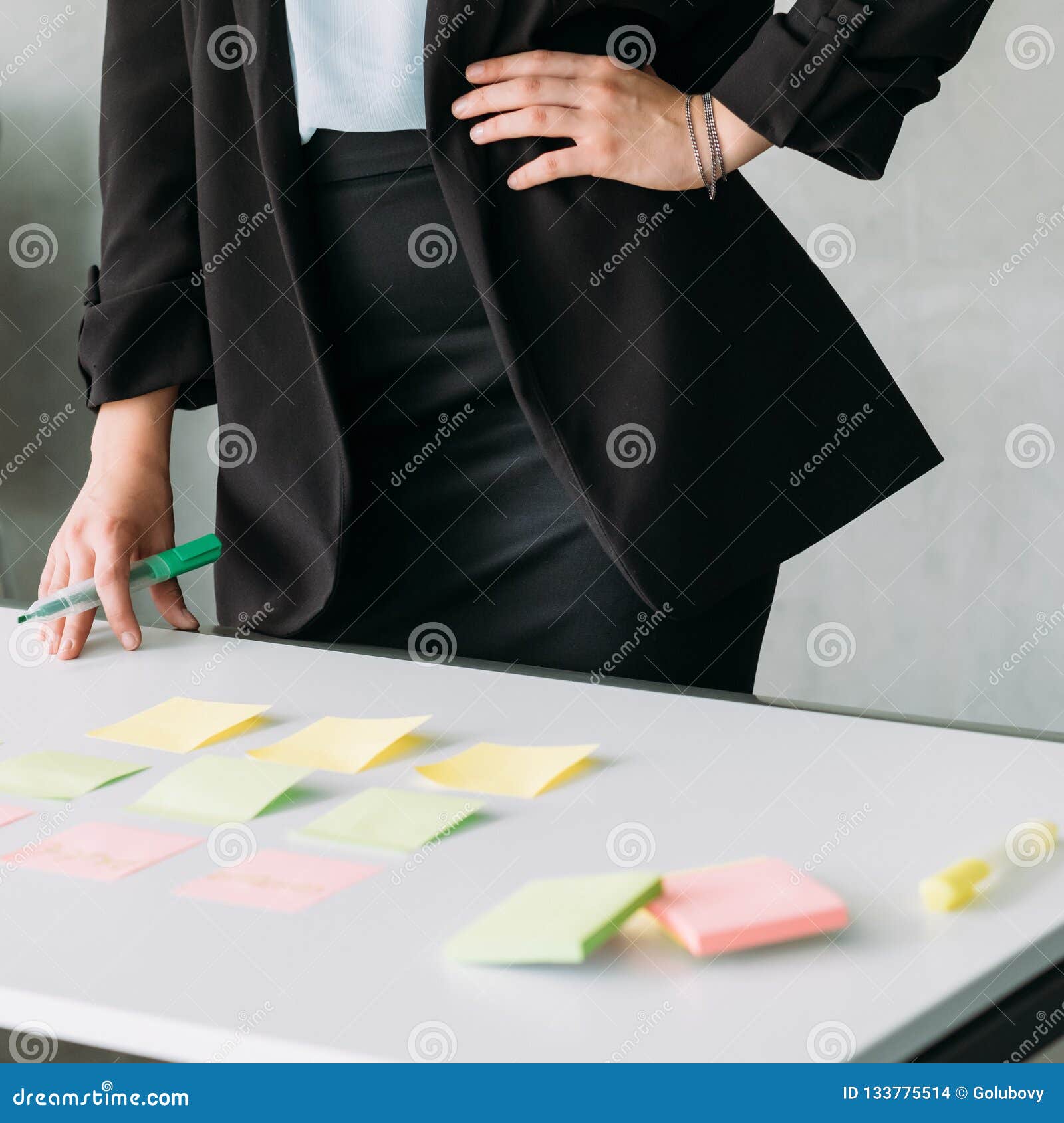 Business Woman Planning Strategy Sticky Notes Memo Stock Photo - Image ...
