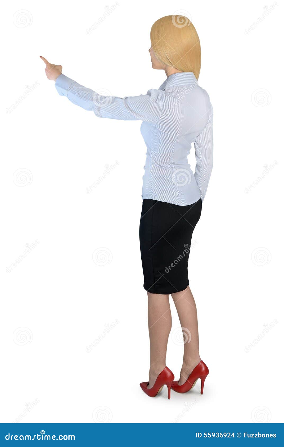 Business Woman Pointing Back Stock Photo - Image of beautiful, copy ...