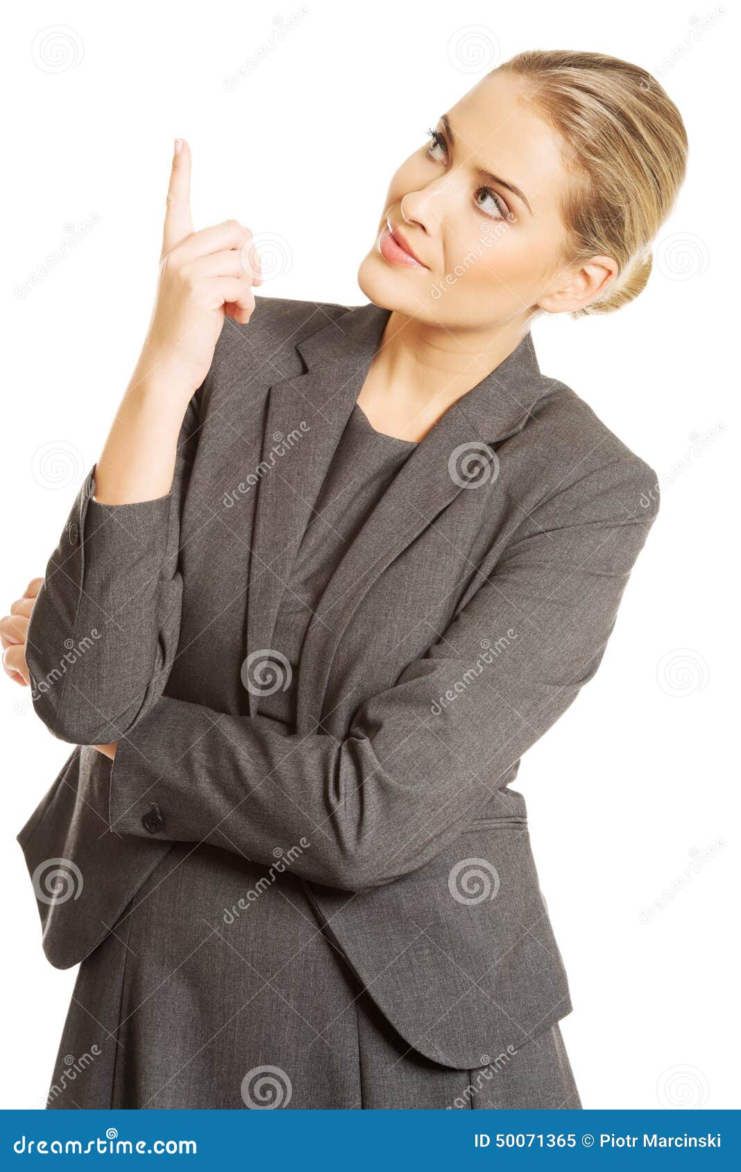 Business Woman Pointing at Copyspace Stock Image - Image of adult ...