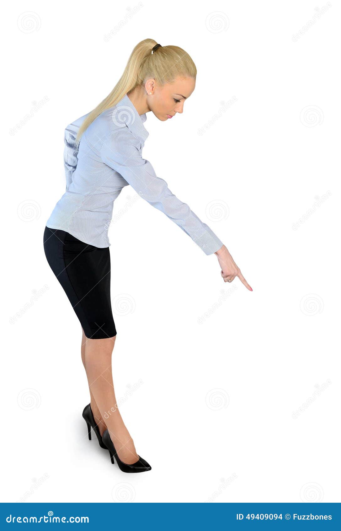 Business Woman Pointing Down Stock Photo - Image of copy, person: 49409094