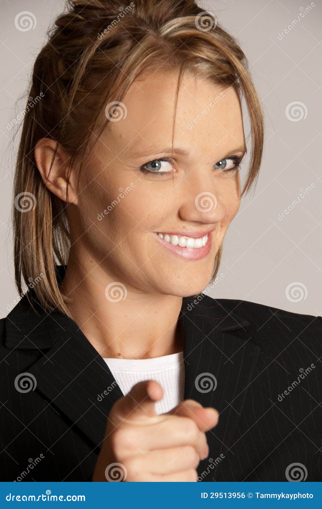 Business Woman Pointing Finger Looking at Camera Stock Photo - Image of ...
