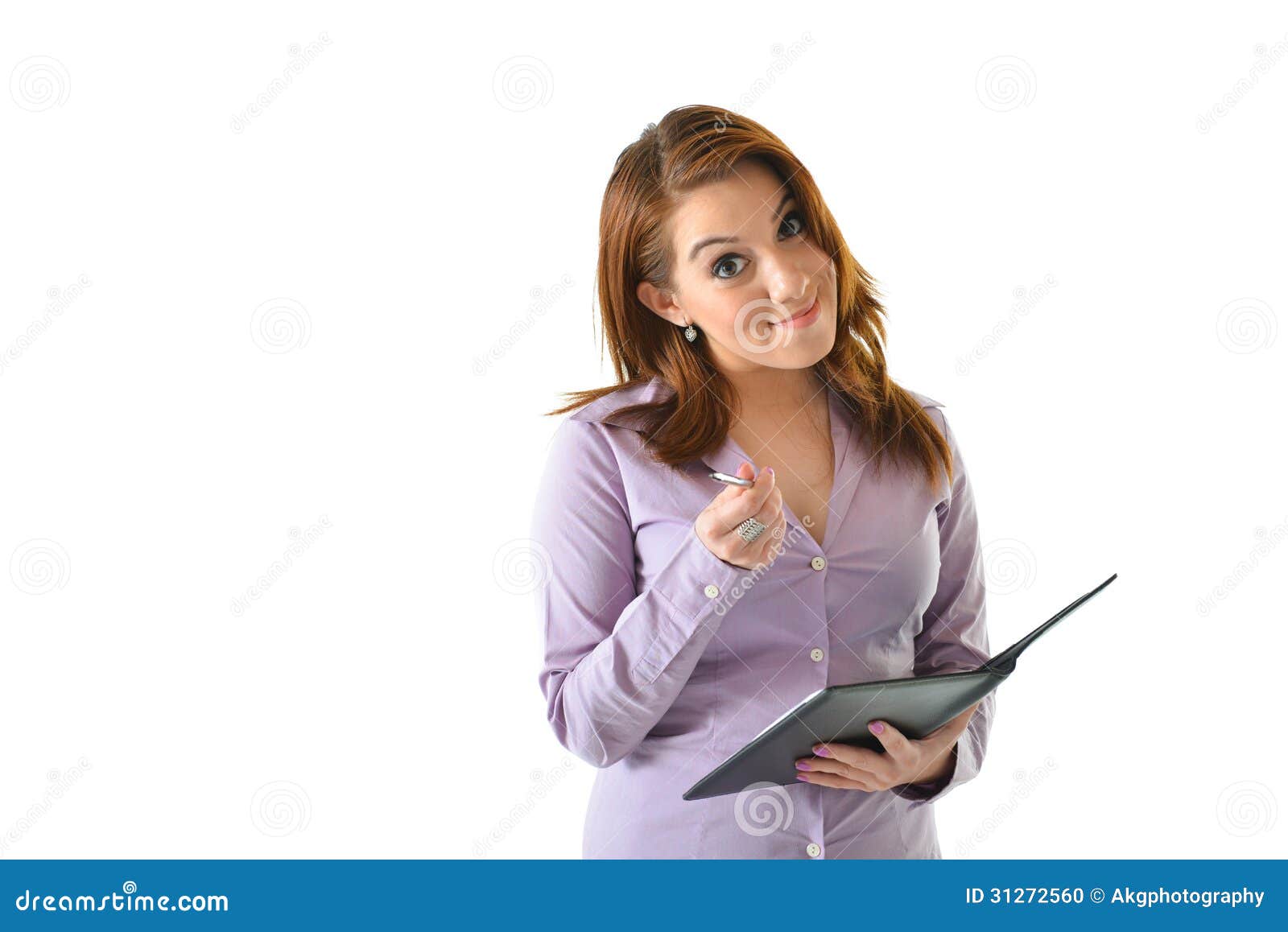 Business Woman Pointing a Pen Stock Photo - Image of smile, corporate ...